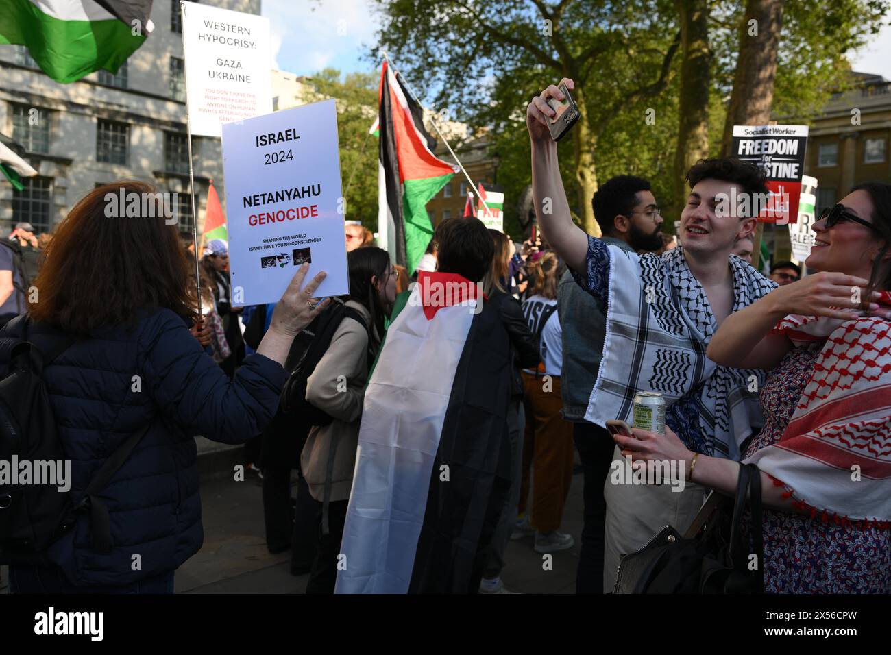 London, England, UK. 7th May, 2024. Pro-Palestine protesters stage an ...