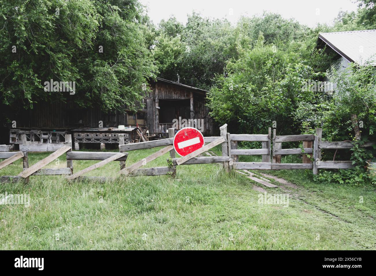 Stop sign. Passage and travel restrictions. Prohibited territory Stock ...