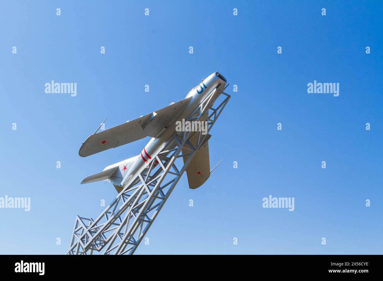 Airplane - monument. Soviet plane with red star against blue sky Stock ...