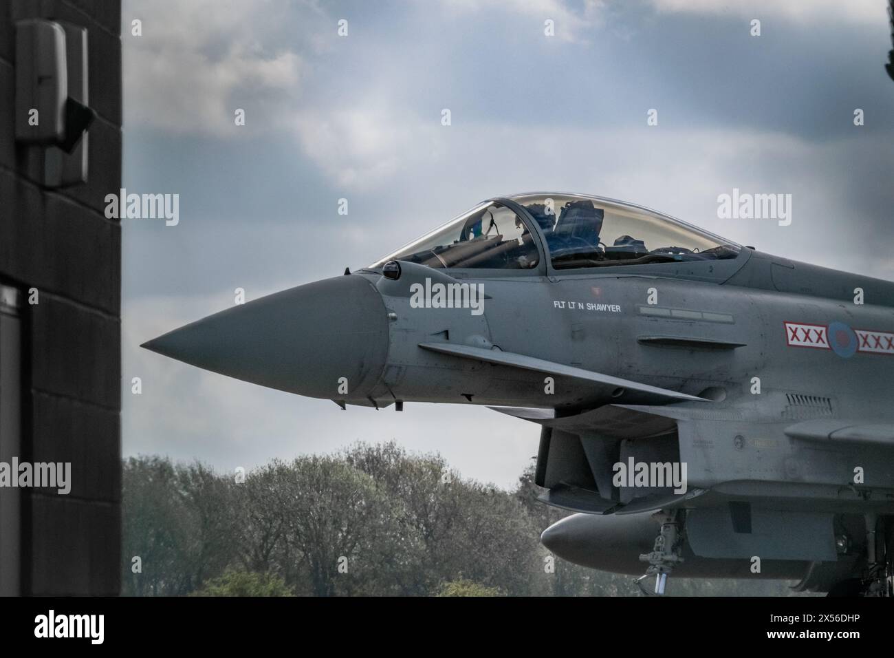 Royal Air Force Eurofighter Typhoon taxiing at RAF Coningsby Stock ...