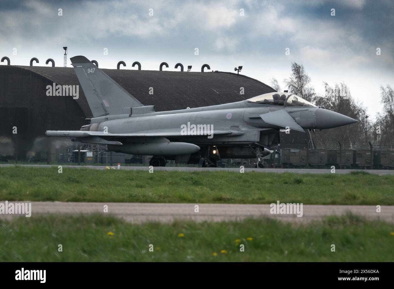 Royal Air Force Eurofighter Typhoon taxiing at RAF Coningsby Stock ...