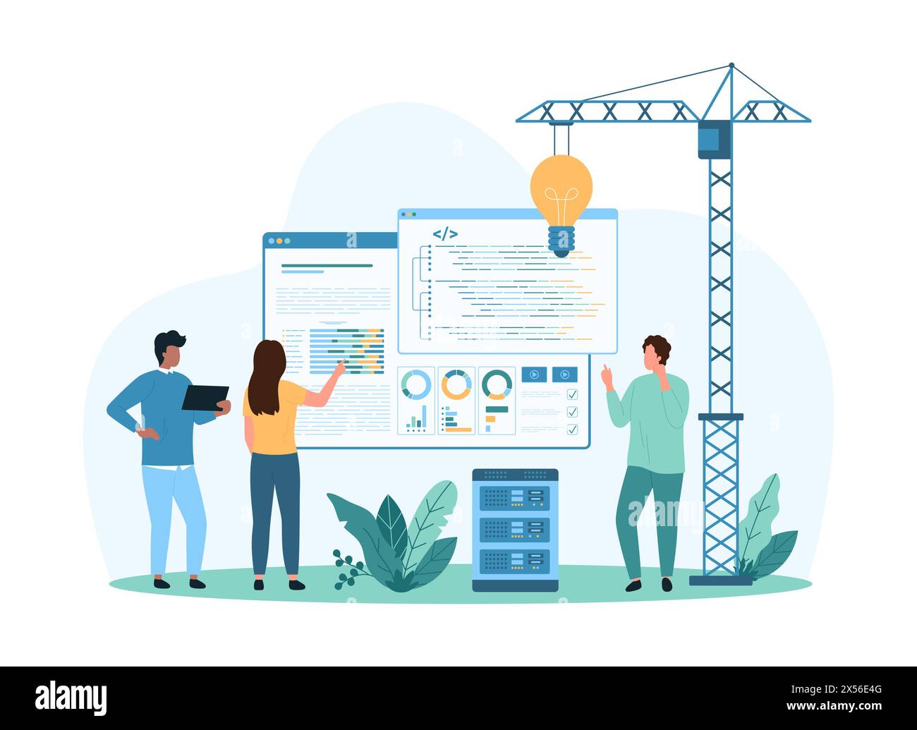 Creative Solution Or Idea In Coding Tiny People Develop Software Code Build Program Or Mobile