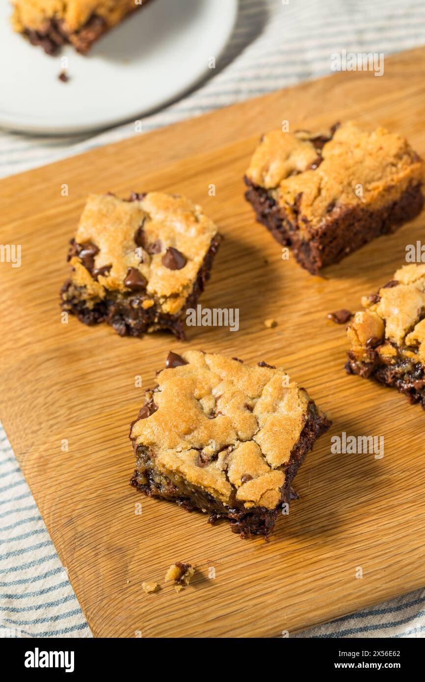 Baked Homemade Cookie Brownie Brookies with Chocolate Chips Stock Photo ...