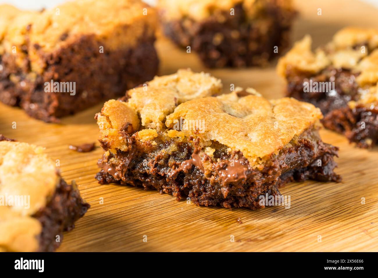 Baked Homemade Cookie Brownie Brookies with Chocolate Chips Stock Photo ...