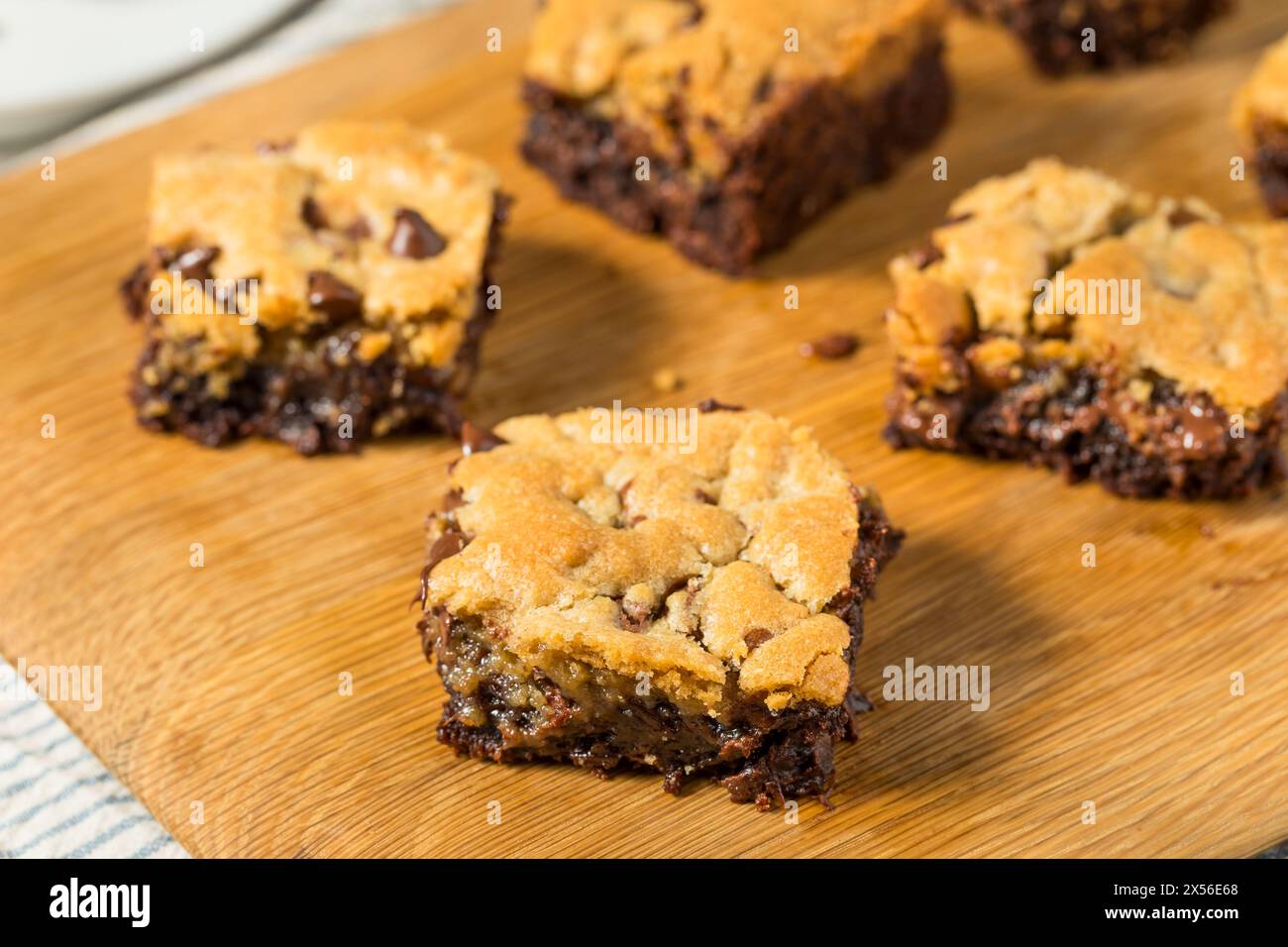 Baked Homemade Cookie Brownie Brookies with Chocolate Chips Stock Photo ...