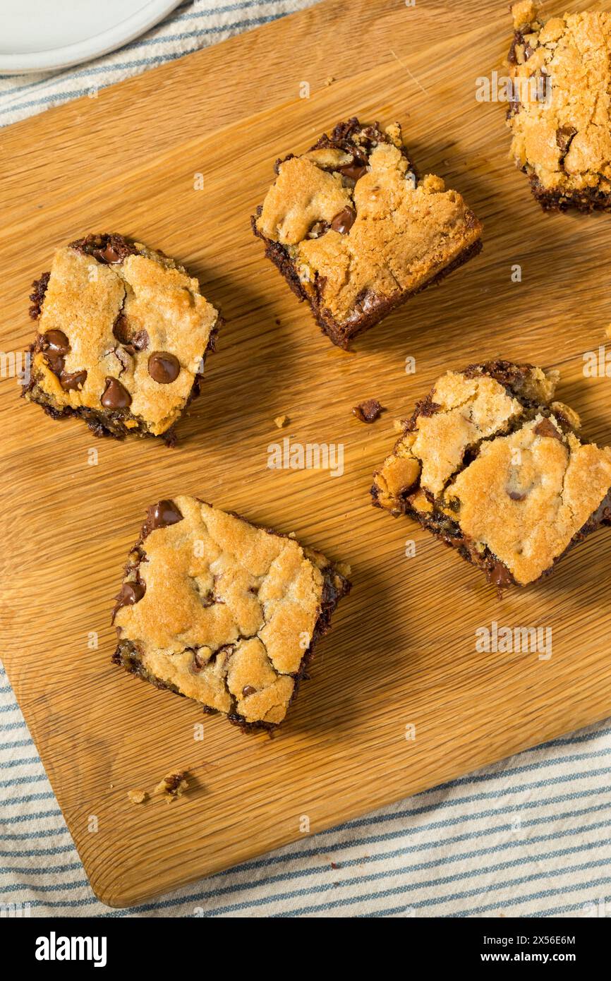 Baked Homemade Cookie Brownie Brookies with Chocolate Chips Stock Photo ...