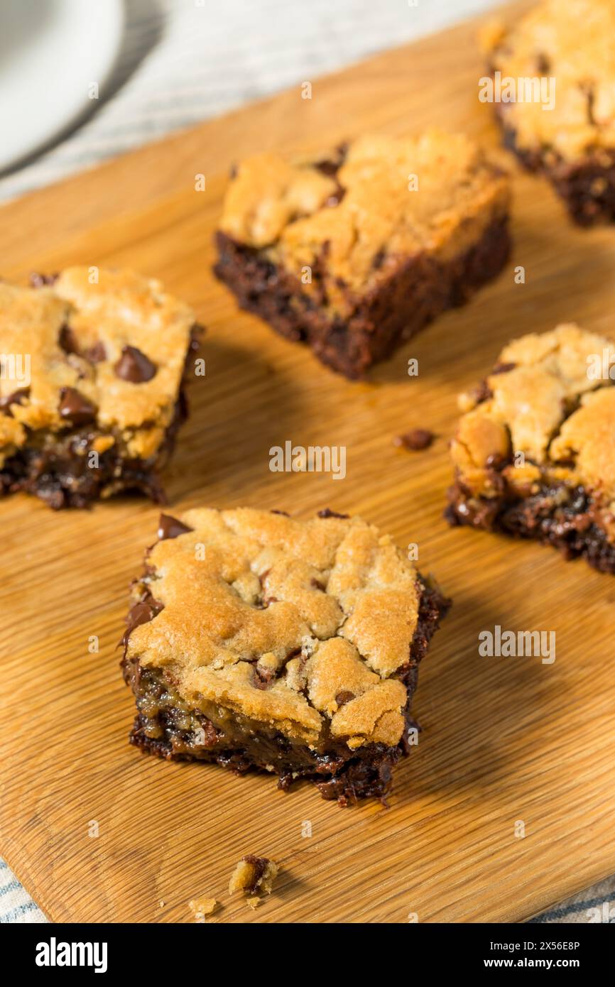 Baked Homemade Cookie Brownie Brookies with Chocolate Chips Stock Photo ...