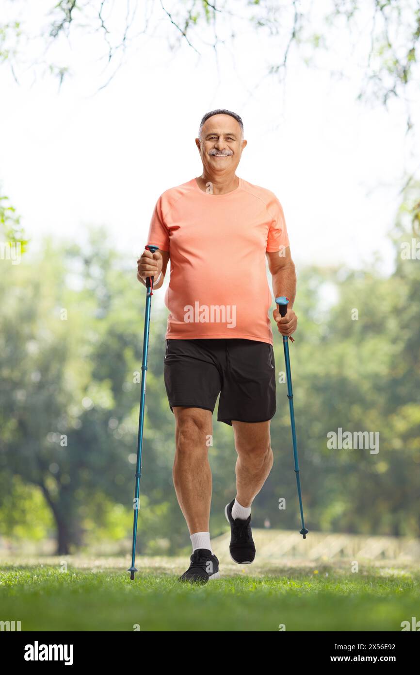 Man with walking pole hi-res stock photography and images - Alamy