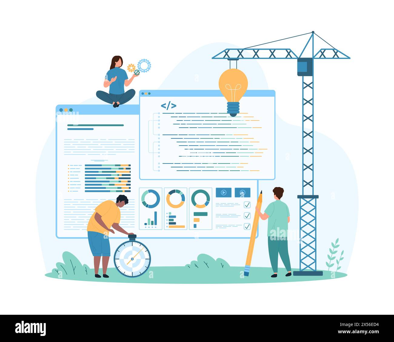 Team work cartoon crane construction hi-res stock photography and ...