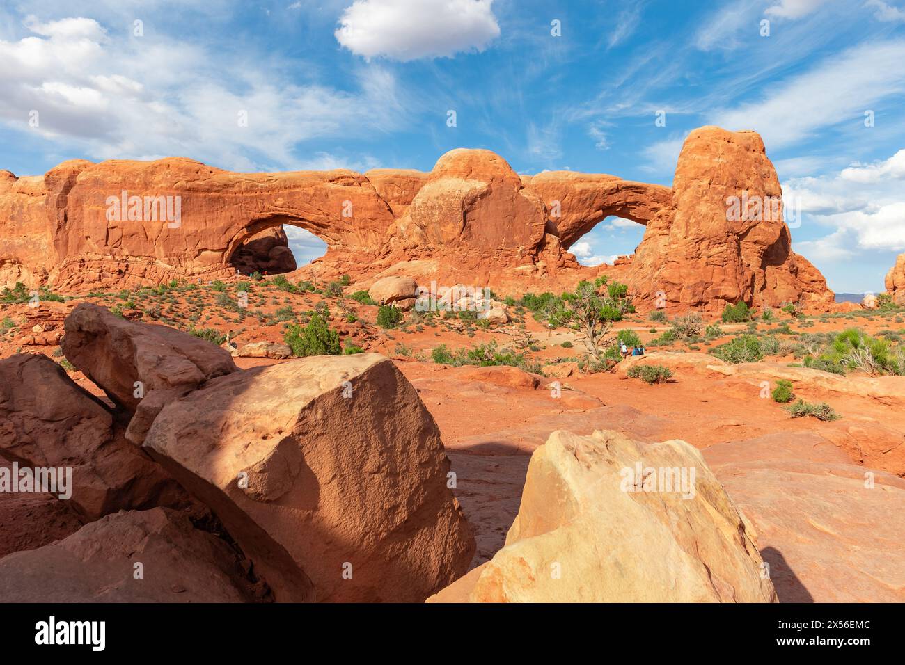 South and North Window Arch in Arches National Park in Utah. Scenic ...
