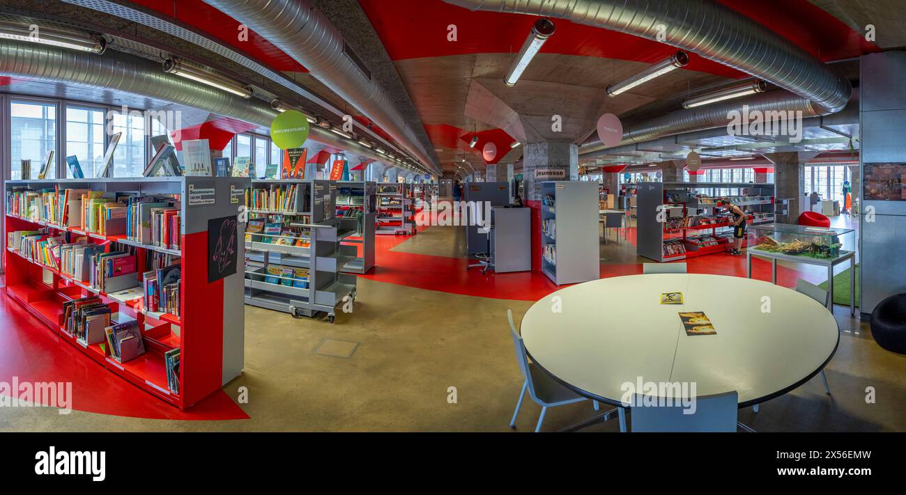 Strasbourg, France - 06 28 2023: View inside André Malraux Media ...