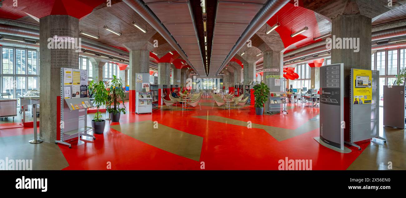 Strasbourg, France - 06 28 2023: View inside André Malraux Media ...