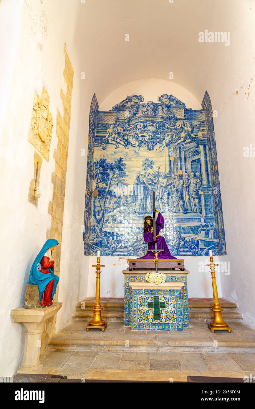 Side chapel with arched windows in the interior nave of the church of ...
