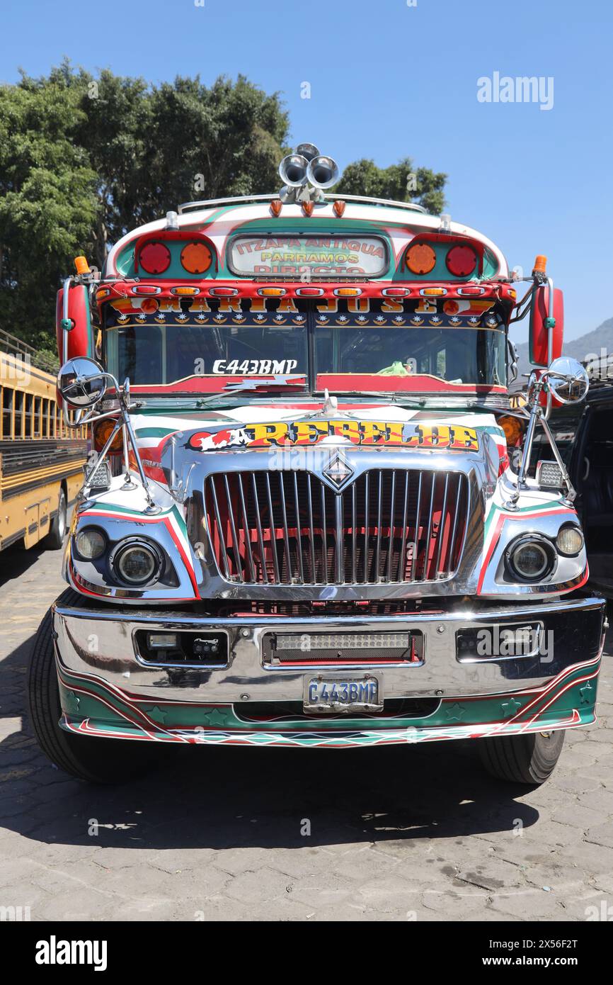 'Chicken Bus'. Antigua, Guatemala. Refurbished retired U.S. school bus ...