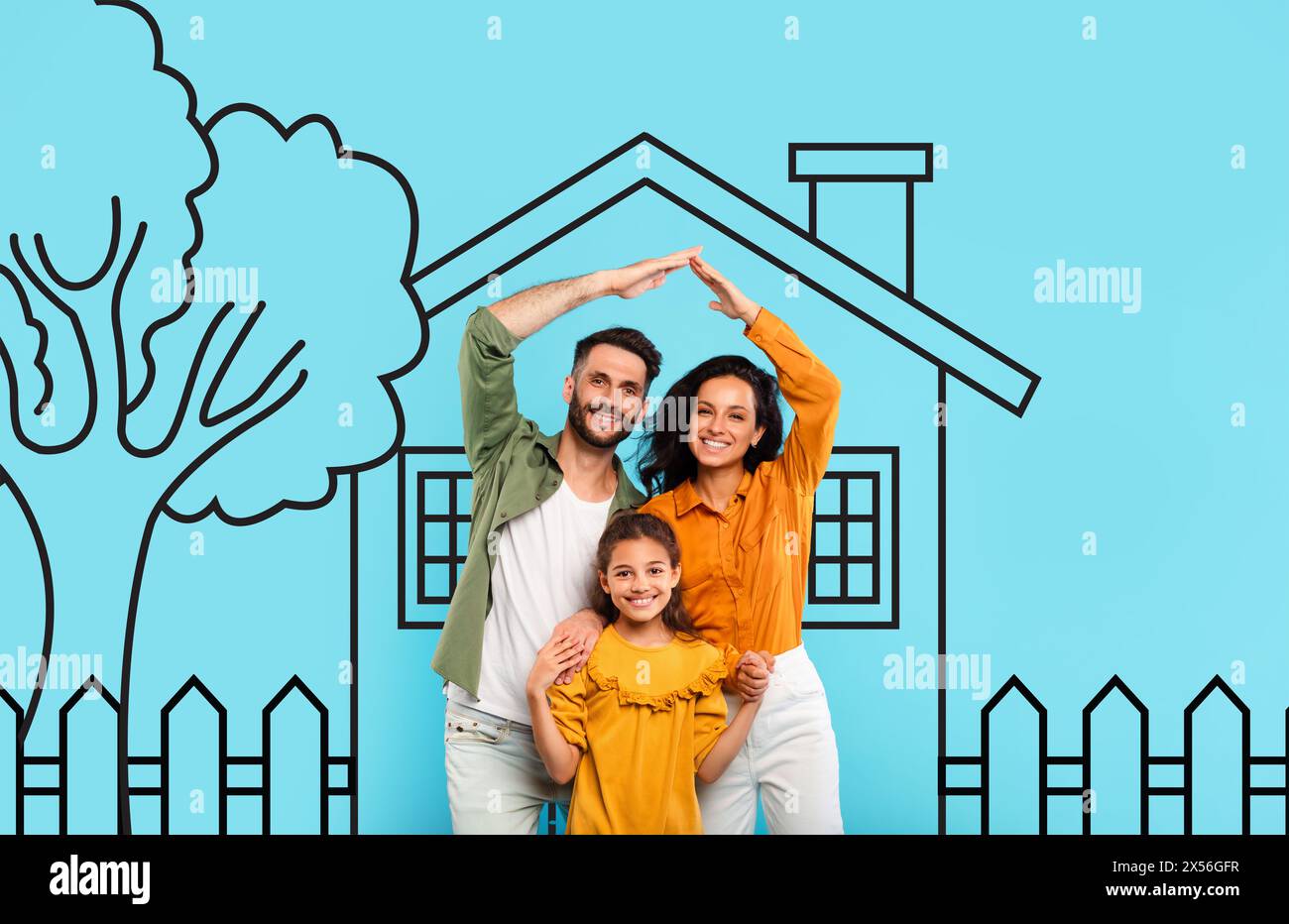 Family standing in front of house hi-res stock photography and images ...