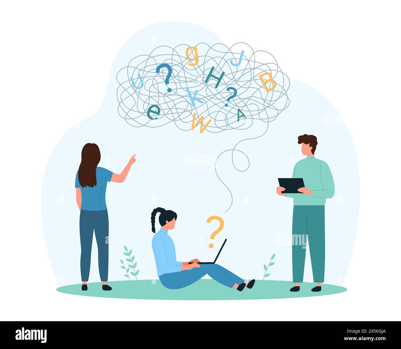 Dyslexia, learning brain disorder and text reading difficulty. Tiny ...