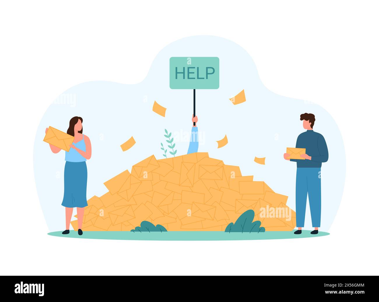 Email spam overload, mail box with marketing messages and newsletters ...