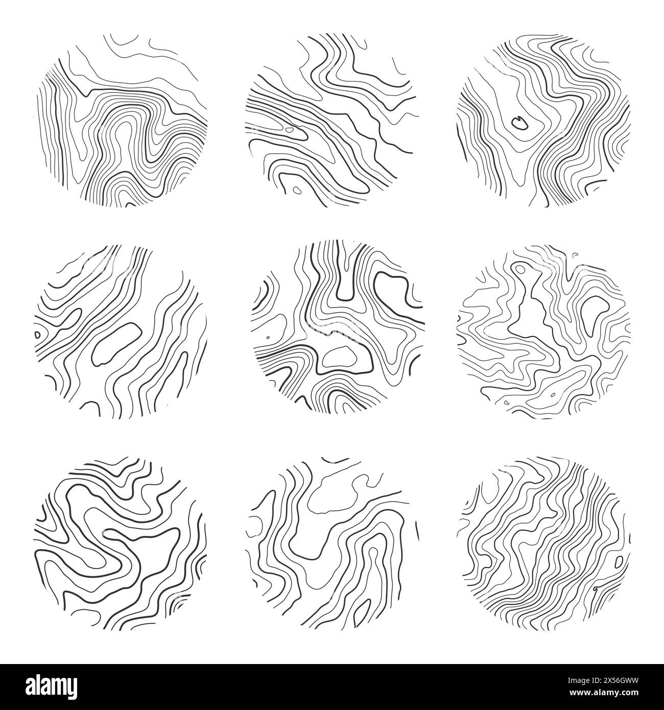 Topographic map with contour lines. Geographic terrain grid, relief ...