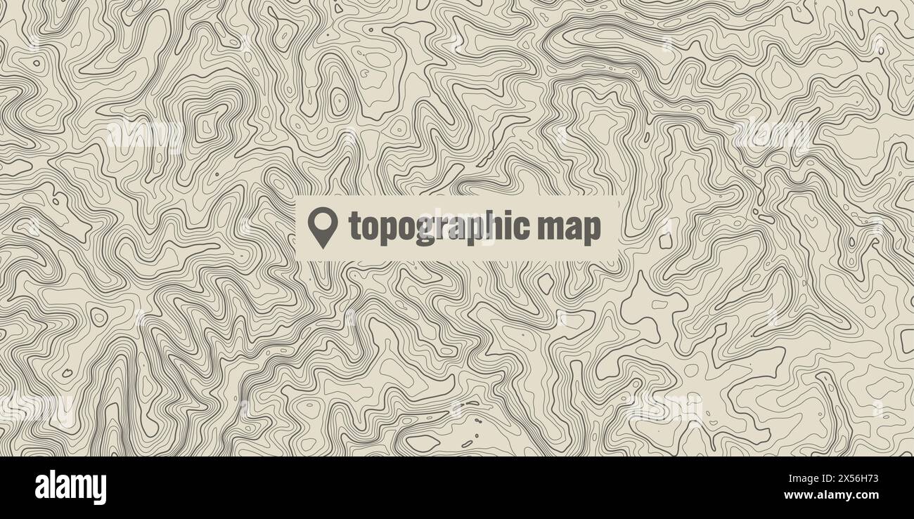 Topographic map with contour lines. Geographic terrain grid, relief ...