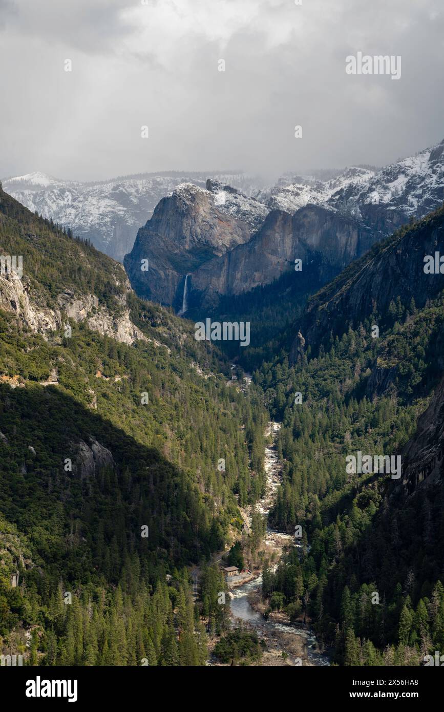 View of El Portal and Bridalveil Falls from Big Oak Flat, Yosemite ...