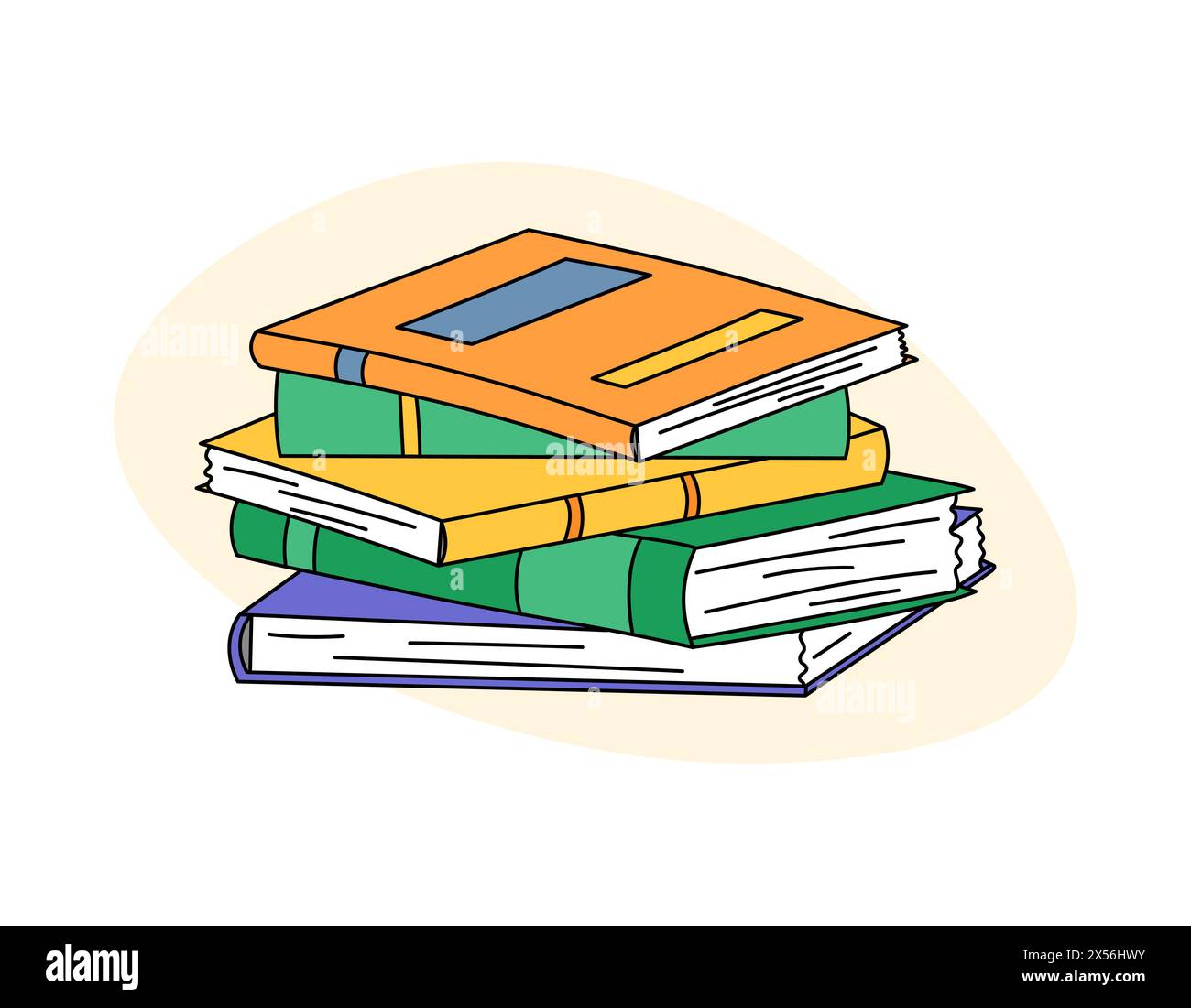 Books pile vector doodle illustration. Hand drawn design elements ...