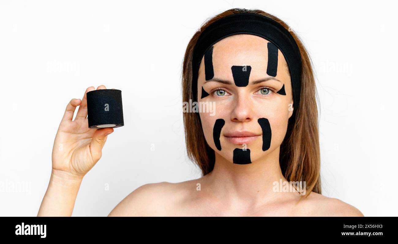 Facial rejuvenation and anti-aging alternative therapy. Beauty model ...