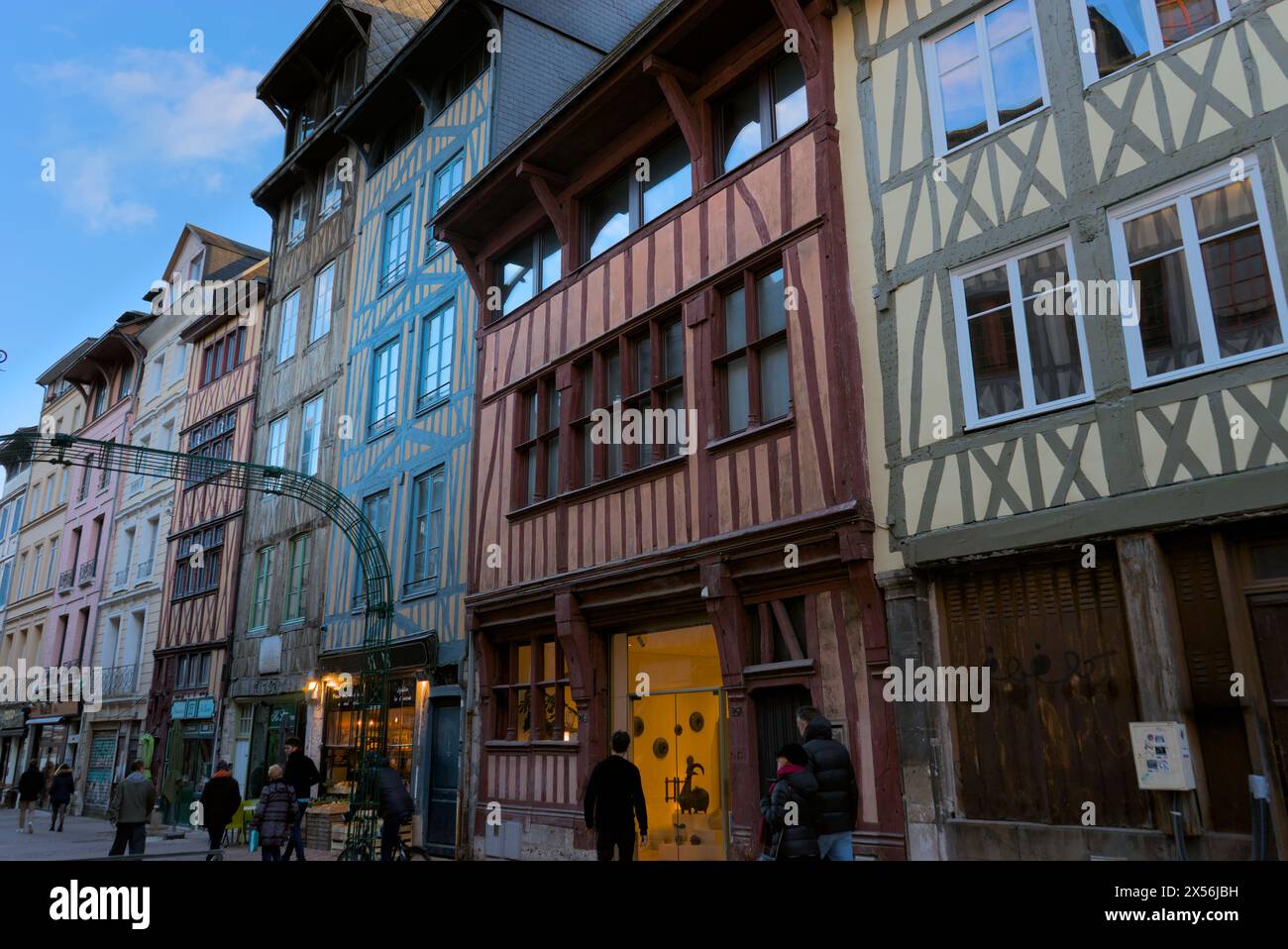 Normandy half-timbered houses, typical of the streets of Rouen Stock ...