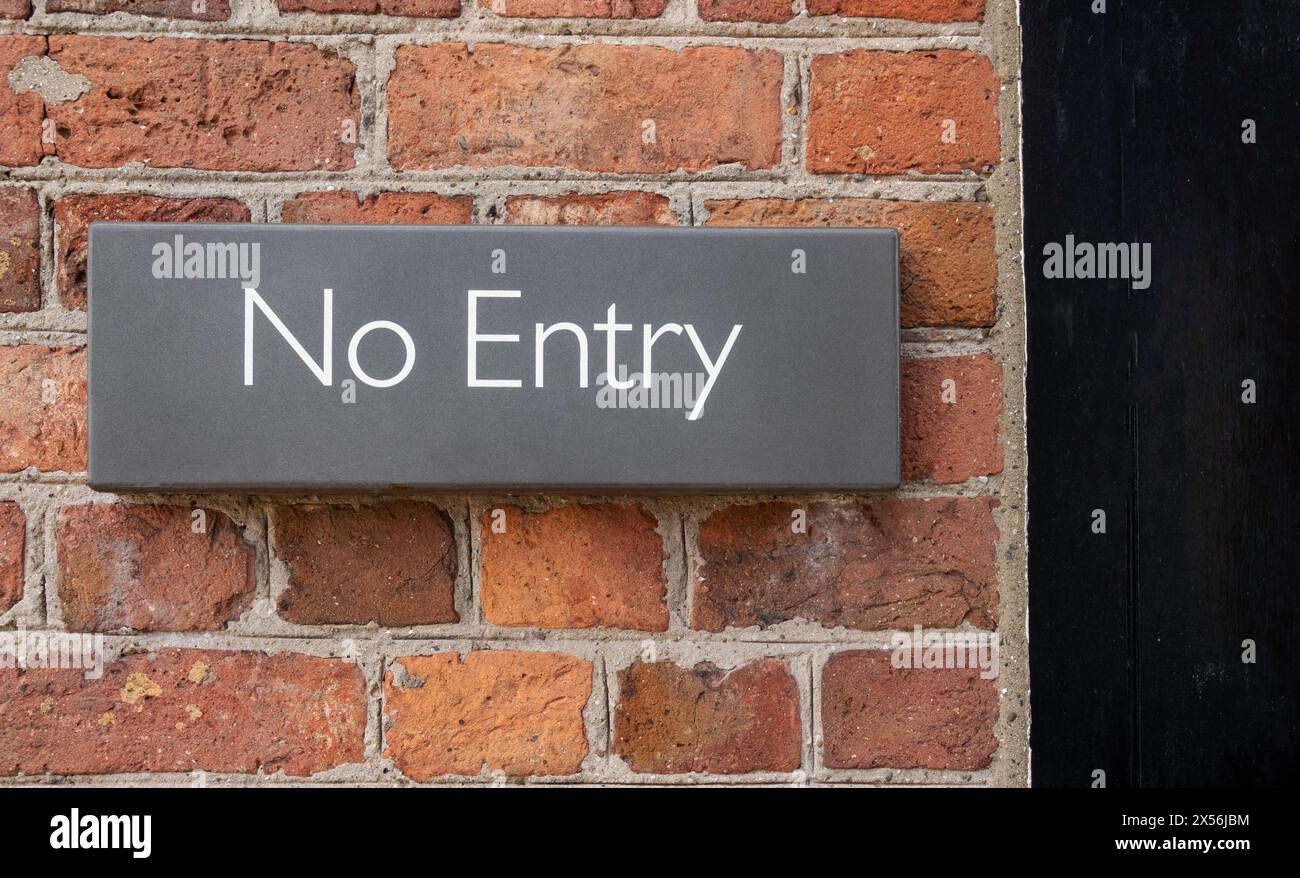 No Entry sign on a red brick building at Albert Dock in Liverpool Stock ...