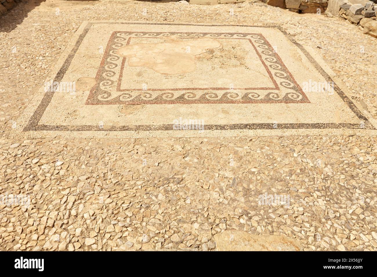 Mosaic floor in the ruins of the ancient city of Delos, Delos Island ...