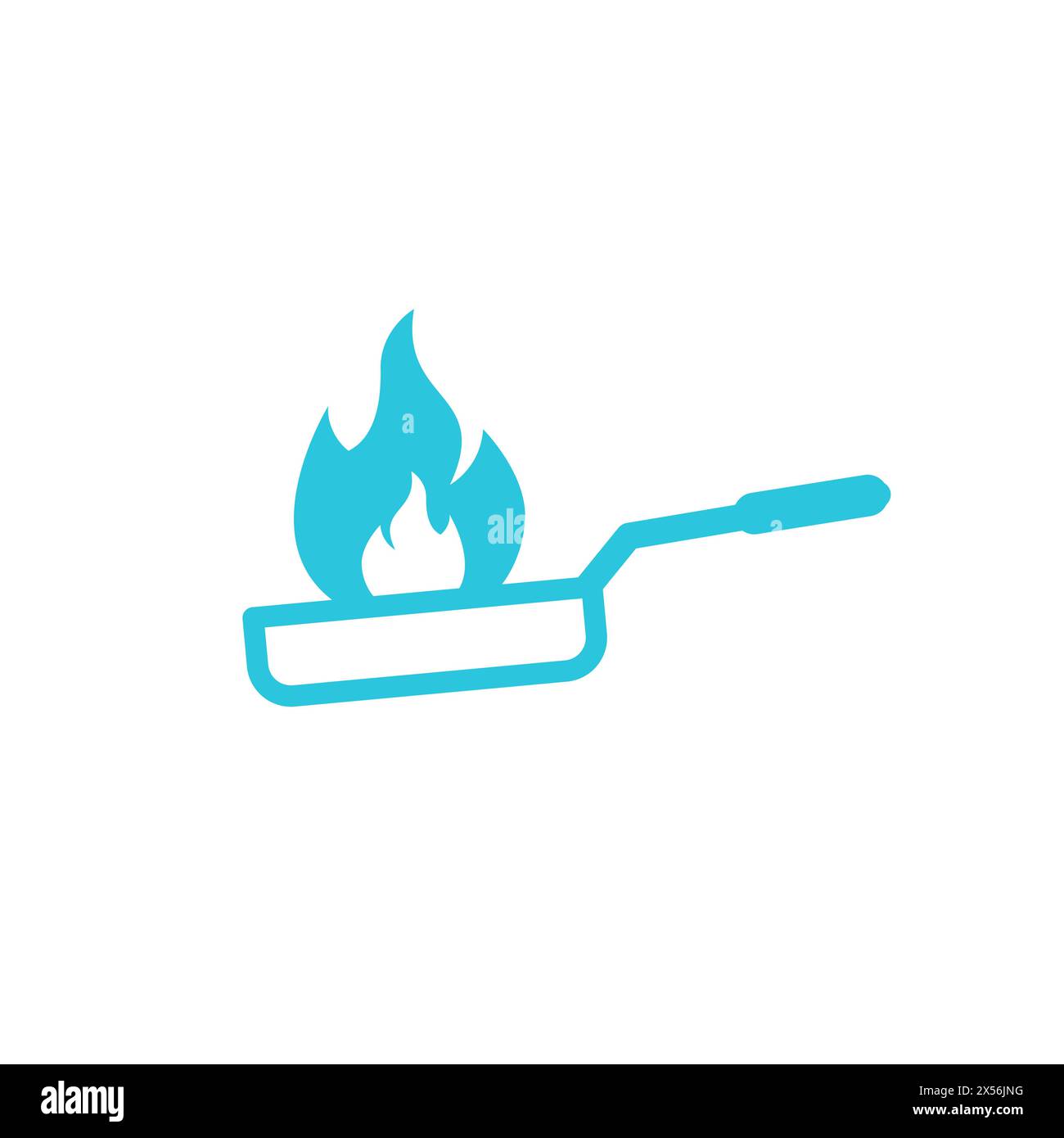 Pan, Flambe, Flaming pan icon. Isolated on white background. From blue ...