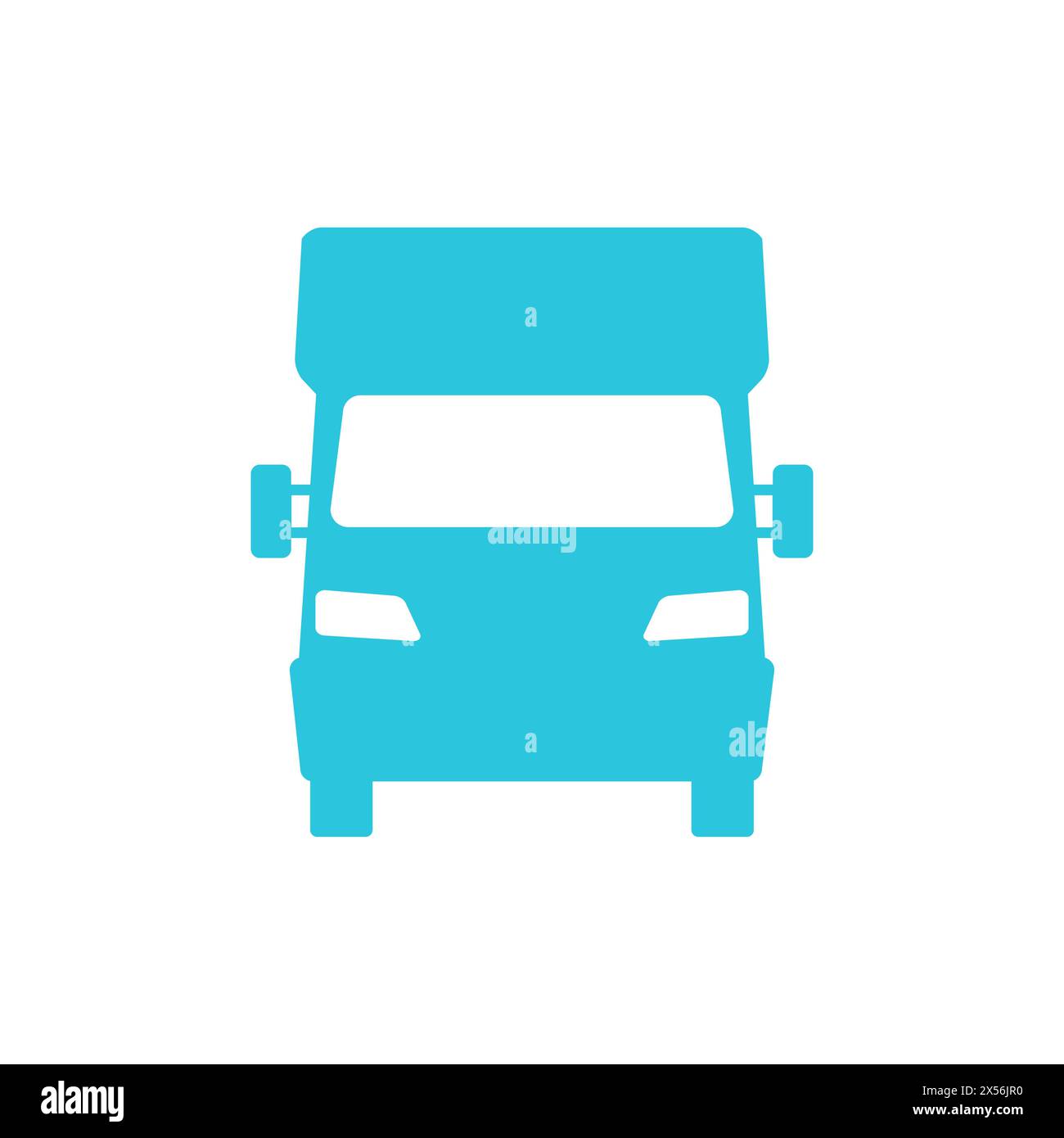 Campervan icon front view. Isolated on white background. From blue icon ...
