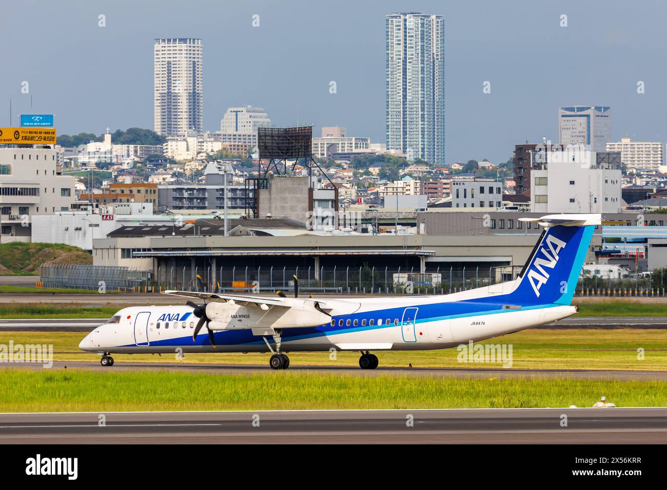 Osaka, Japan - October 1, 2023: An ANA Wings Dash 8 Q400 Aircraft With Registration Number ...