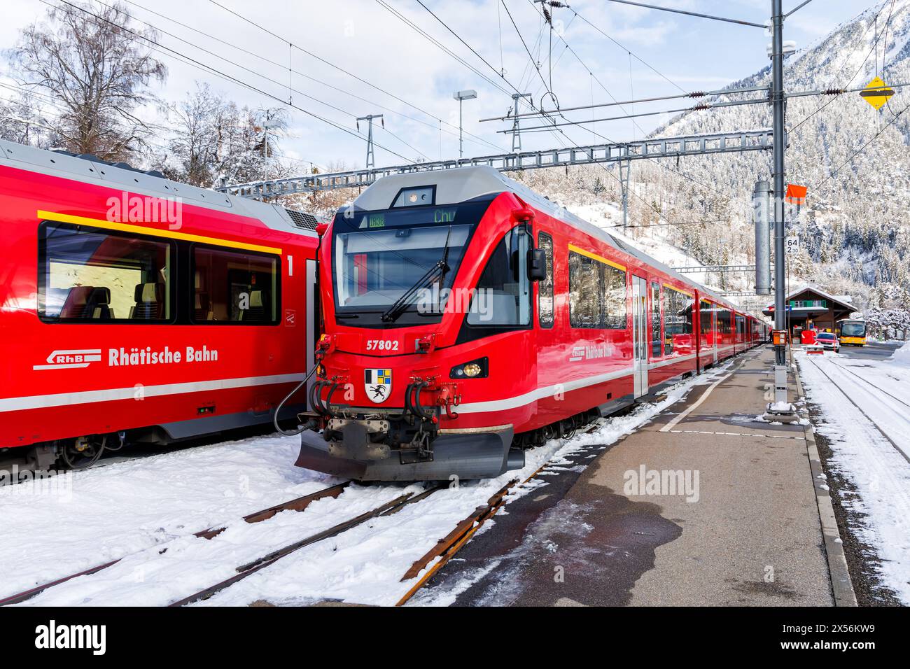 Filisur, Switzerland - January 10, 2024: Rhaetian Railway Trains On The ...