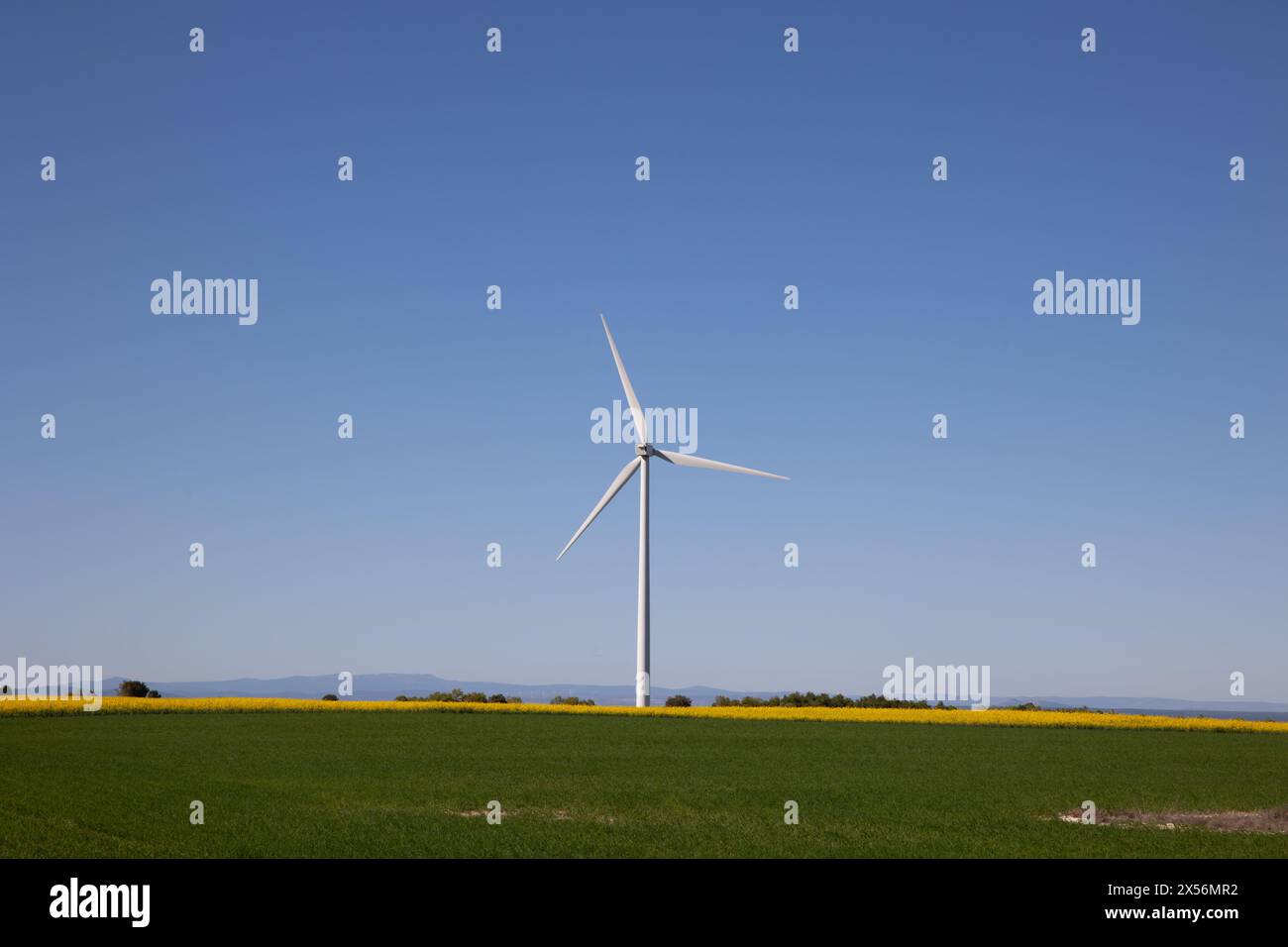 windmills of wind energy in the middle of the countryside with ...