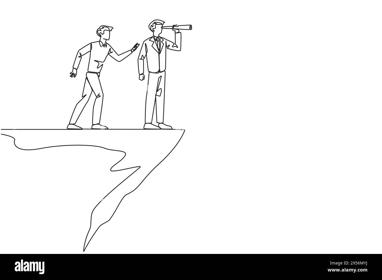 Continuous one line drawing businessman monitoring something at the ...