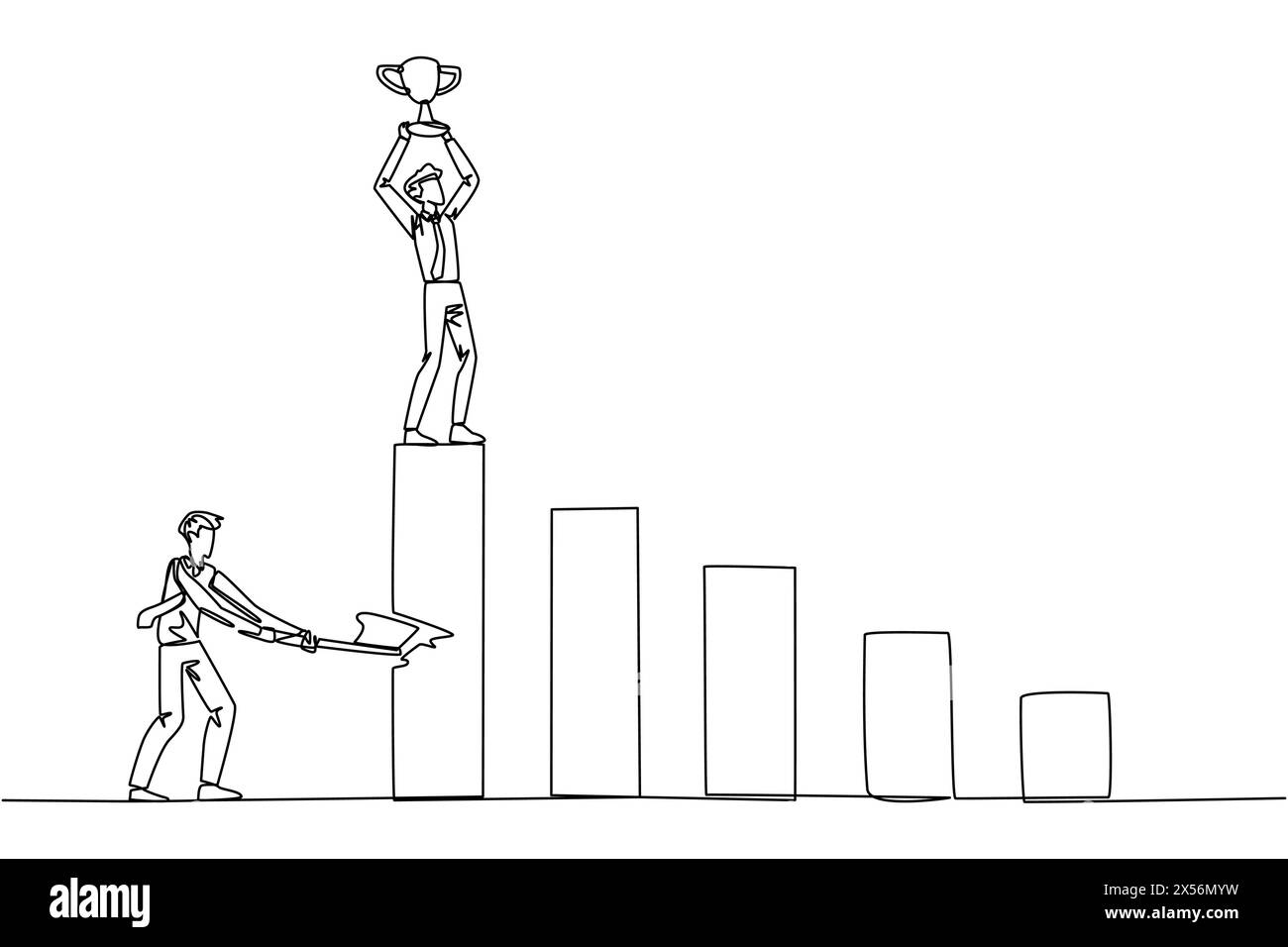 Single one line drawing businessman achieves the highest honors. The ...