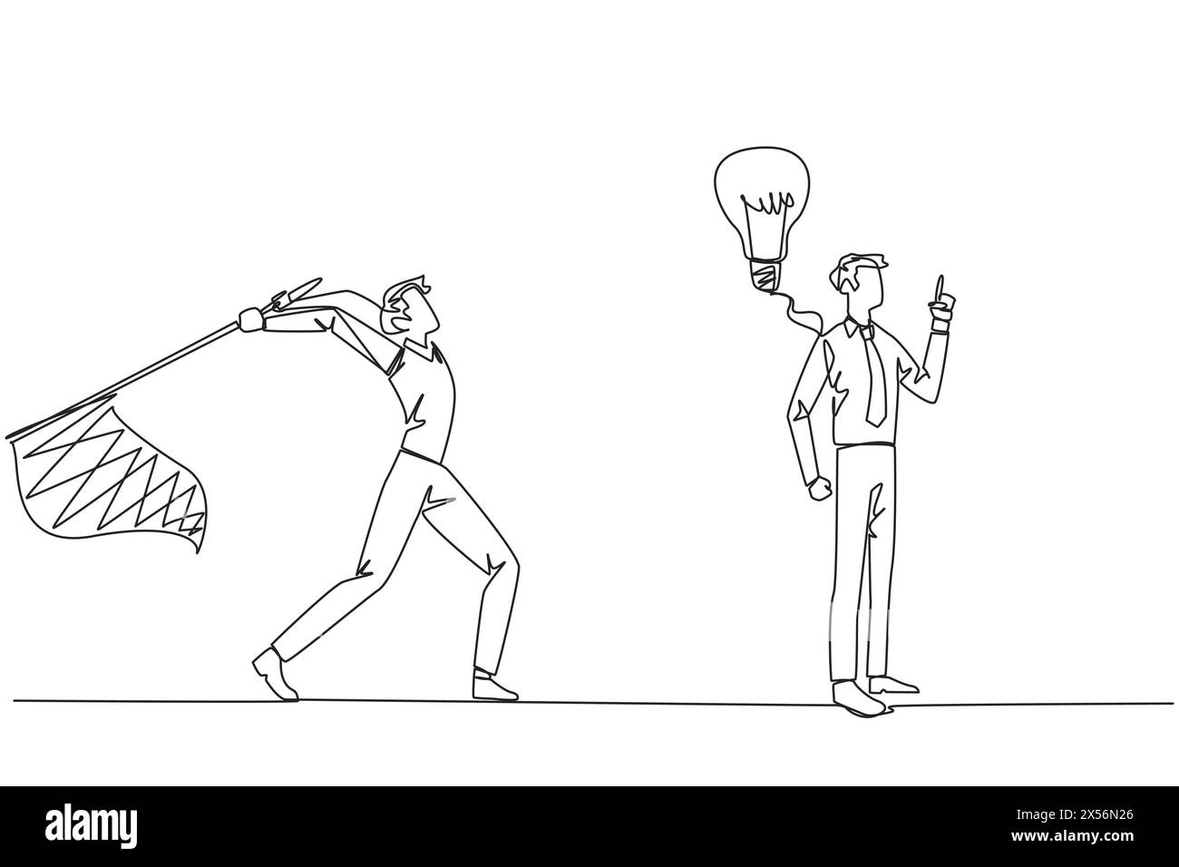 Single one line drawing businessman who comes up with an idea. A ...