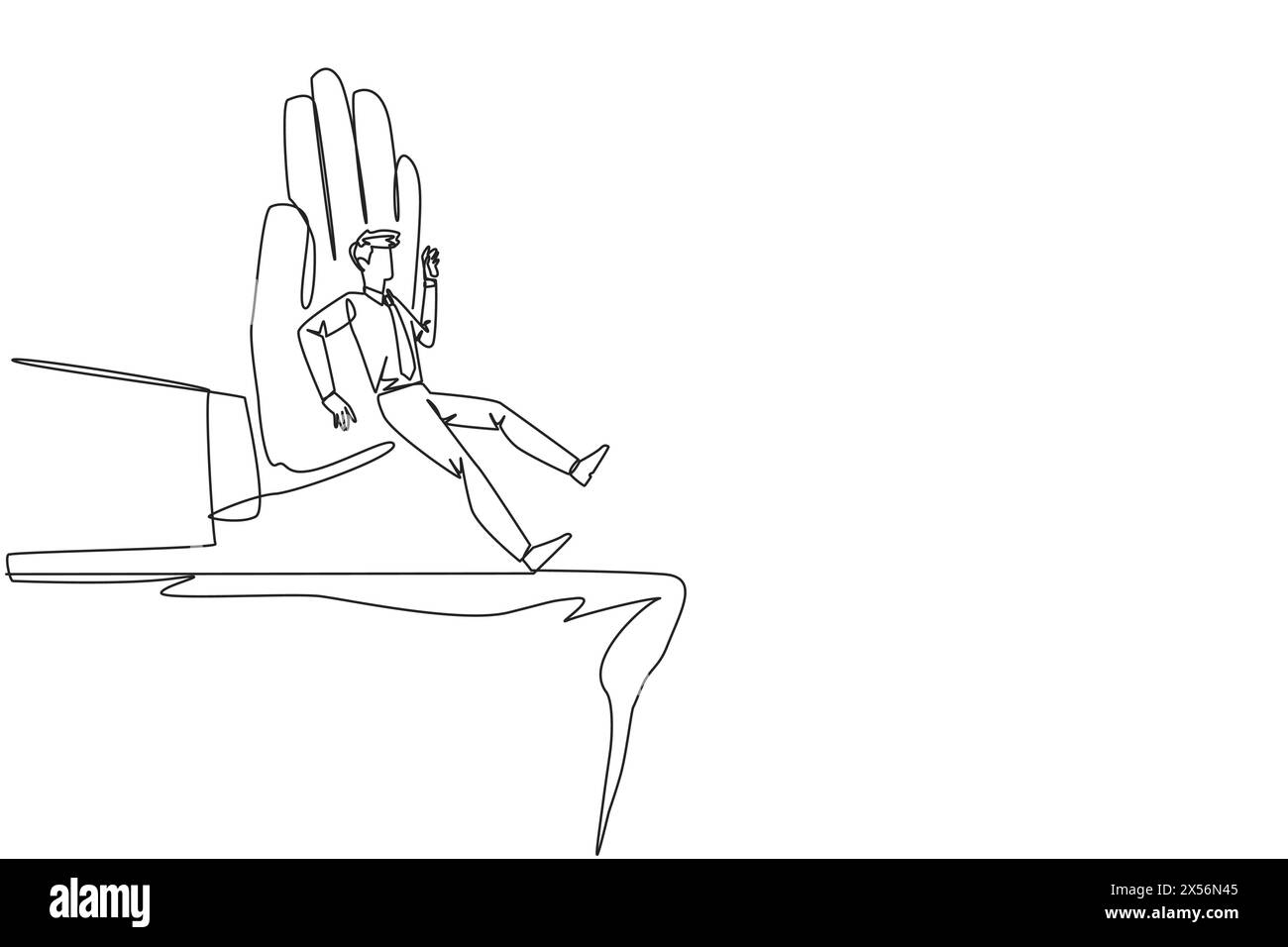 Single continuous line drawing businessman standing on the edge of a ...