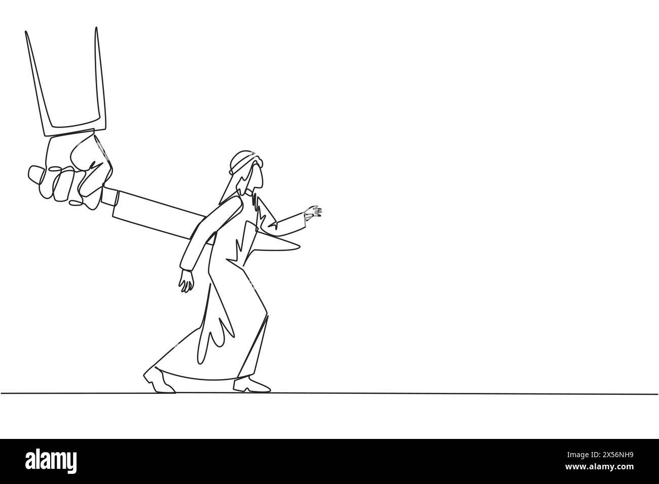 Continuous one line drawing Arab businessman stabbed in back by large ...