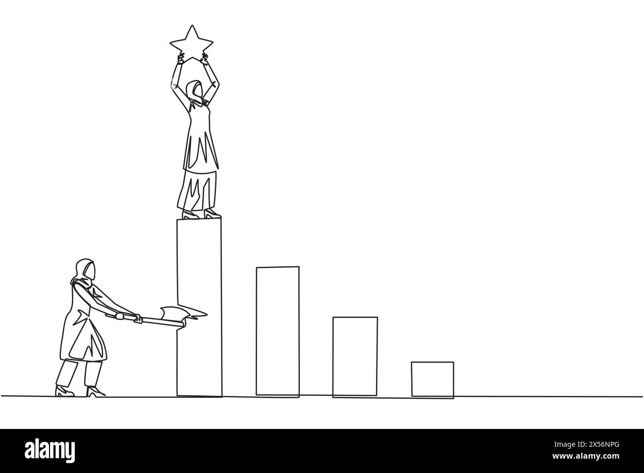 Single continuous line drawing Arab businesswoman achieves highest ...