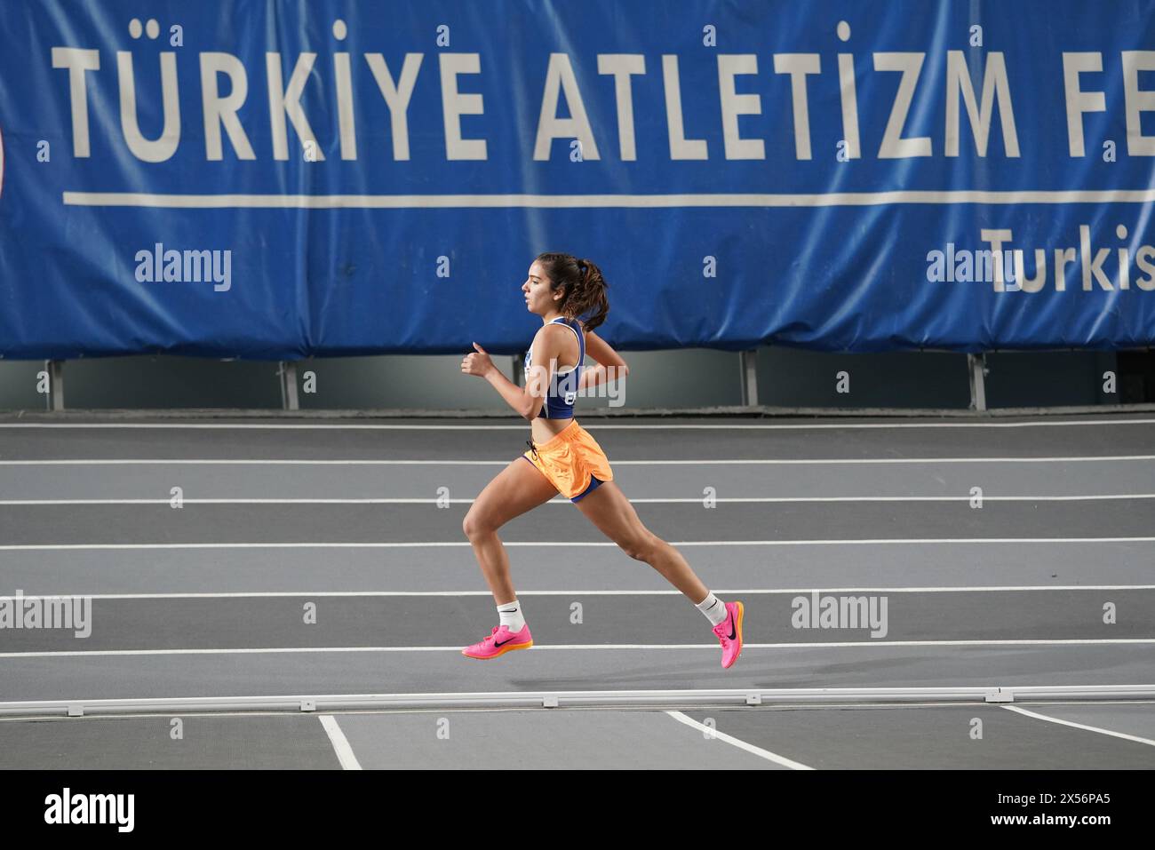 ISTANBUL, TURKIYE - JANUARY 13, 2024: Undefined athlete running during ...