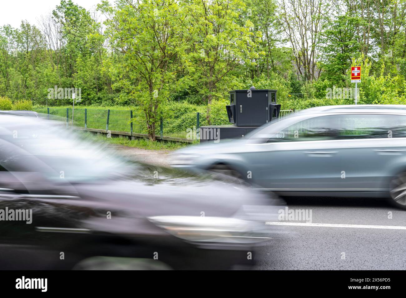 Semi-stationary speed camera on the B227, Hattinger Straße, used by the ...
