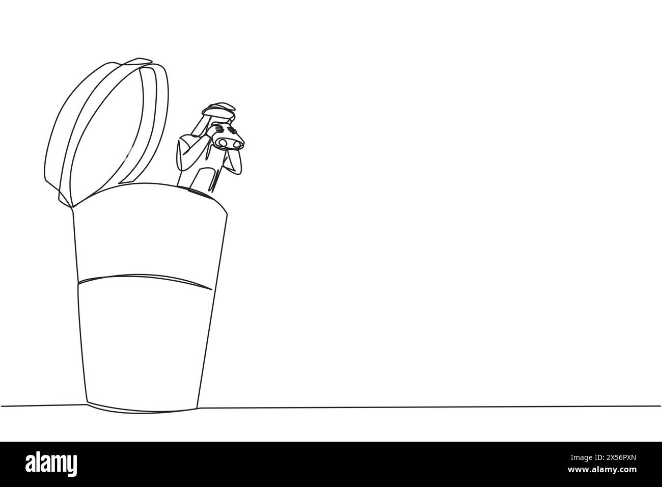 Continuous one line drawing Arab businessman appears out of a paper cup ...