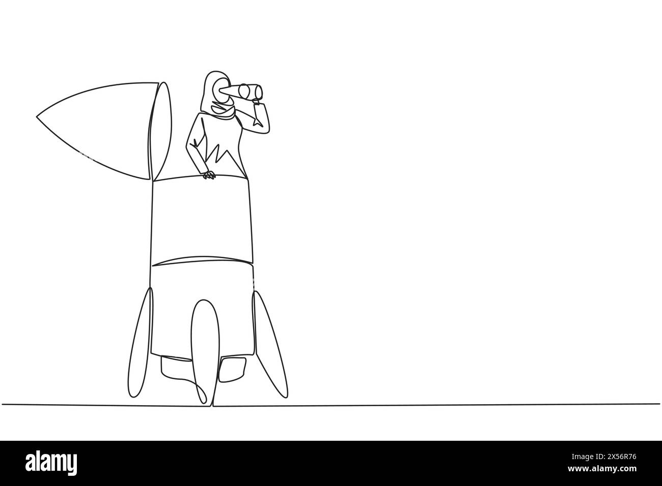 Continuous one line drawing Arabian businesswoman emerges from the tip ...