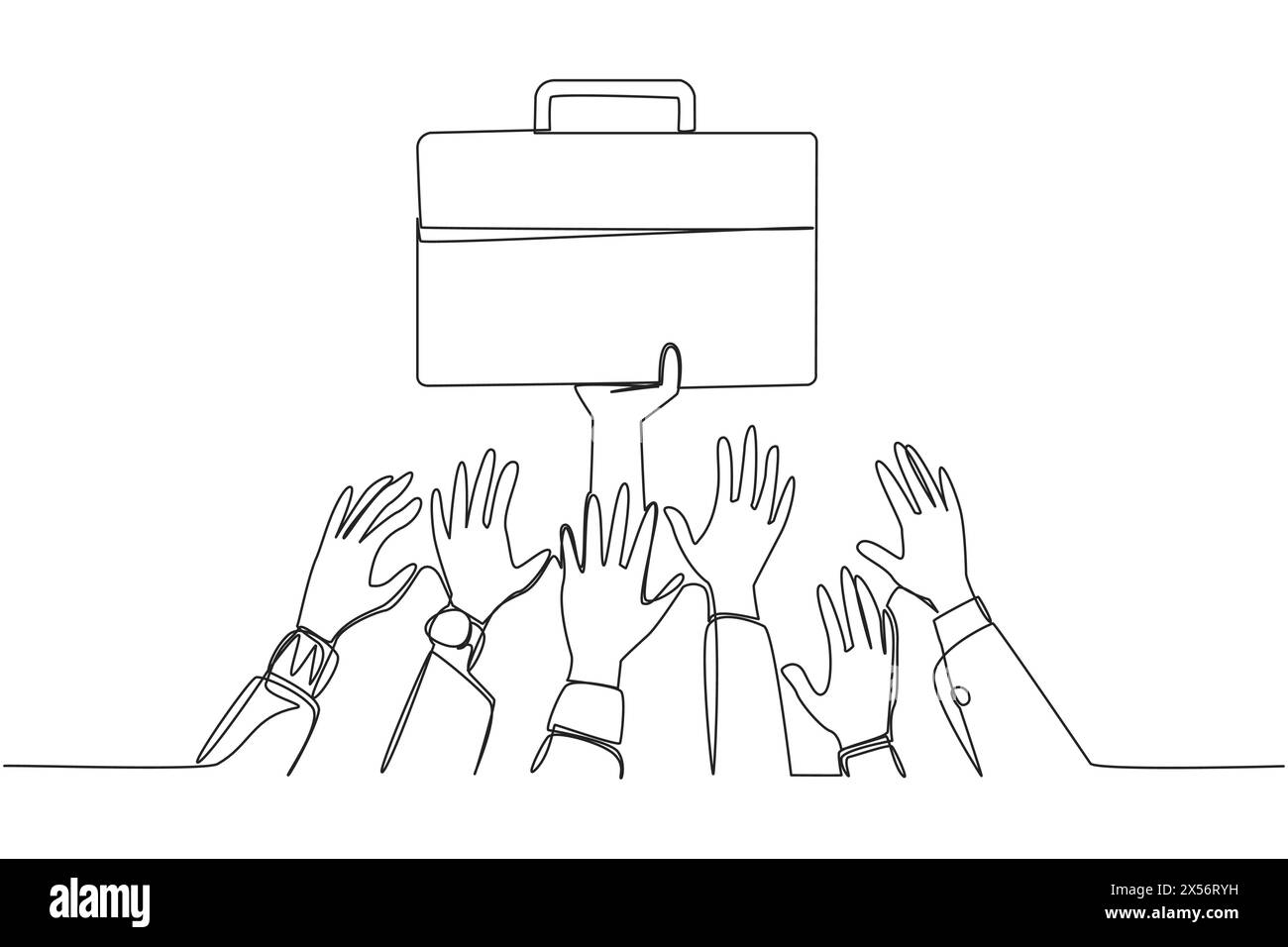Continuous one line drawing hands fighting over the briefcase. Grab a ...