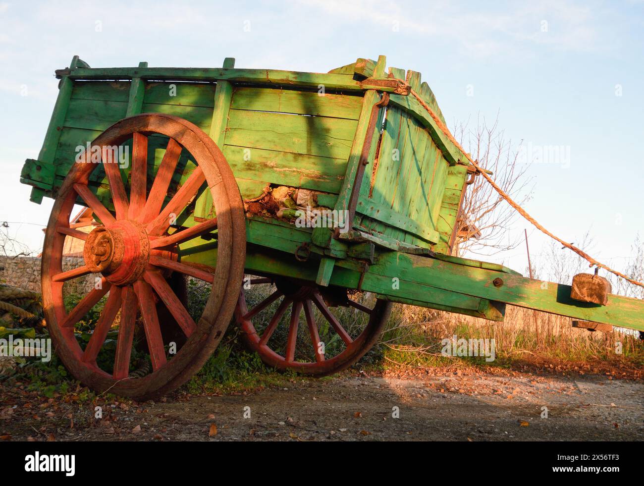 Closeup of an old wooden cart Stock Photo - Alamy