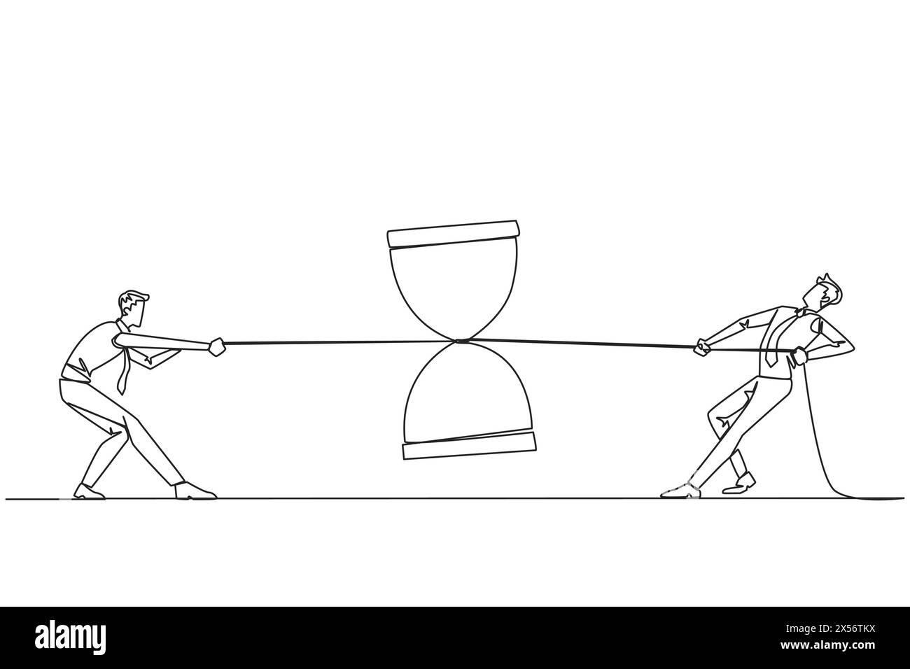 Single continuous line drawing two businessmen fighting over an ...