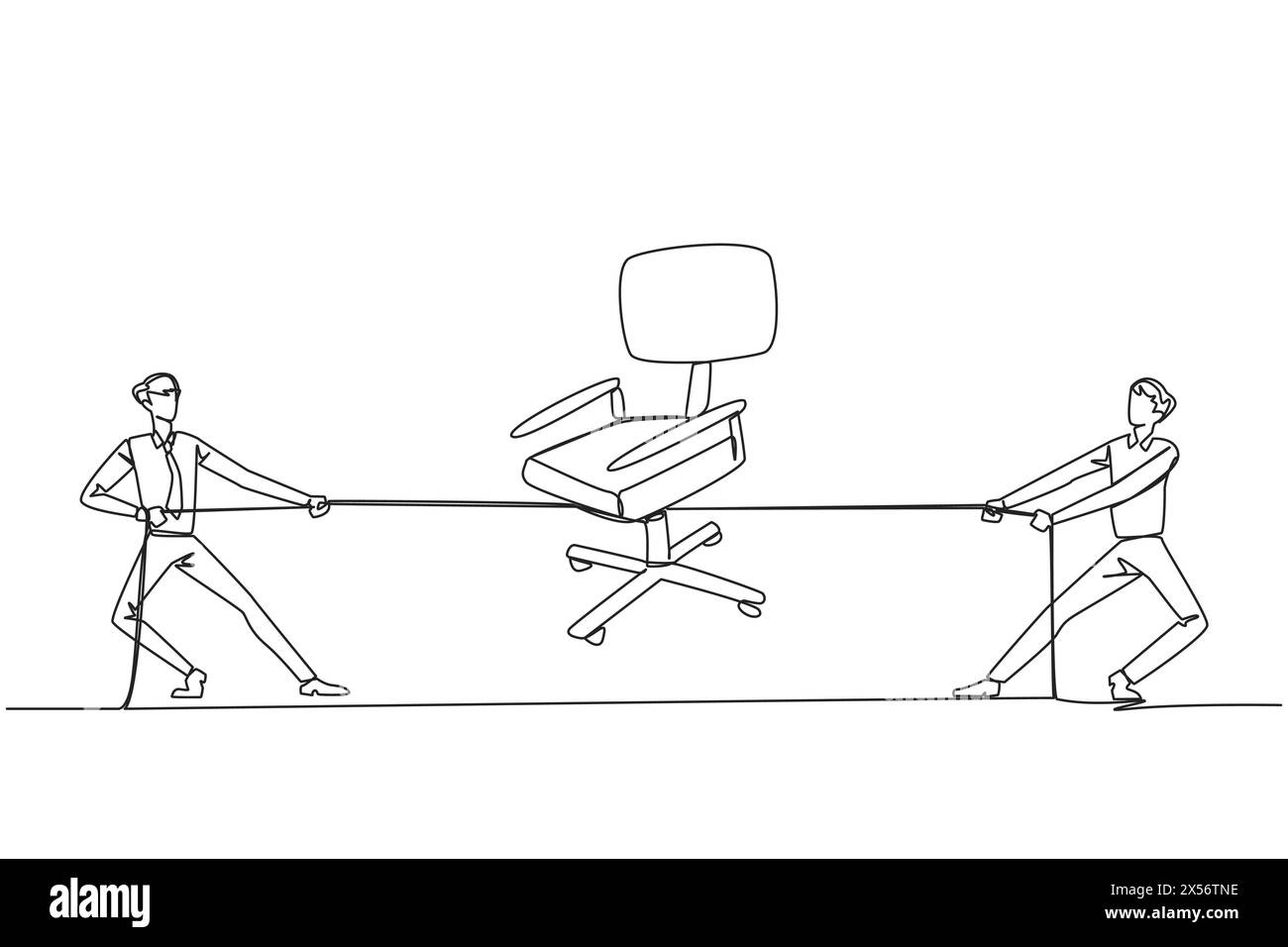 Single continuous line drawing two businessmen fighting over an office ...