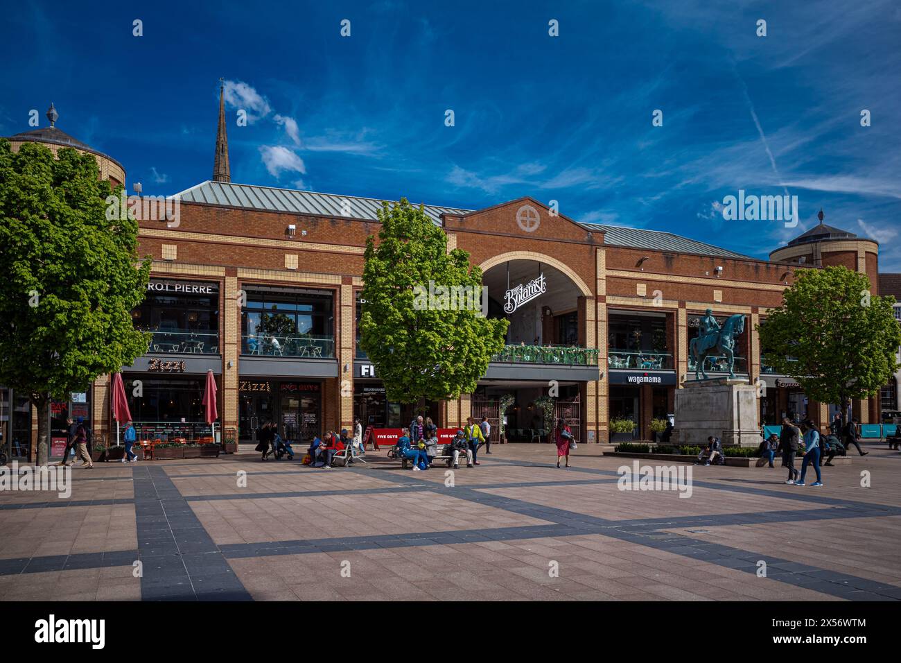 Cathedral Lanes Shopping Centre Coventry with the statue of Lady Godiva ...