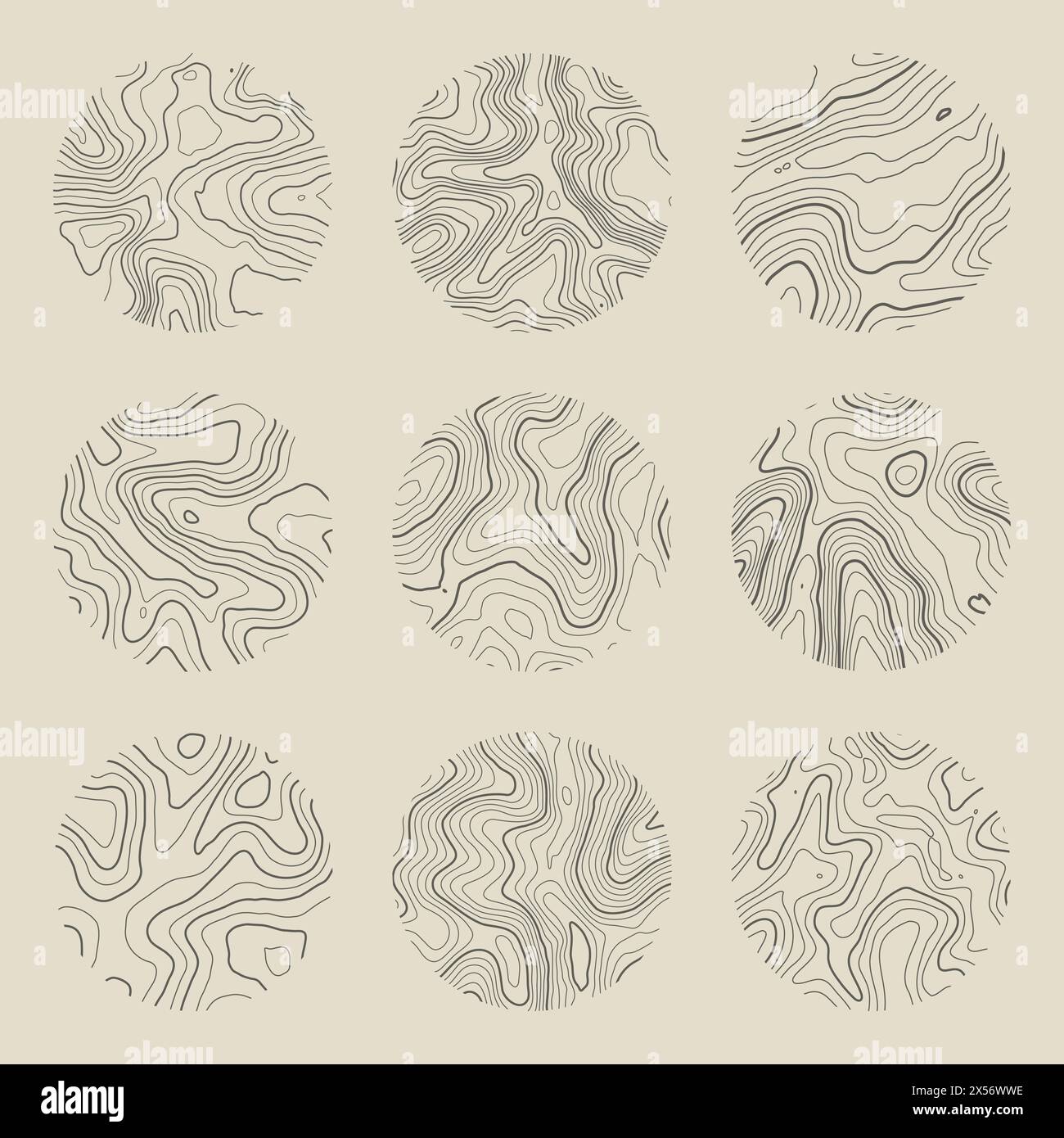 Topographic map with contour lines. Geographic terrain grid, relief ...